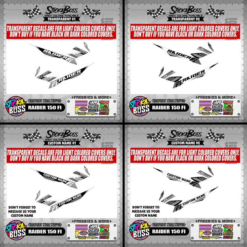 RAIDER 150 FI DECALS ( TRANSPARENT STROKE STRIPPING )【WITH FREEBIES ...