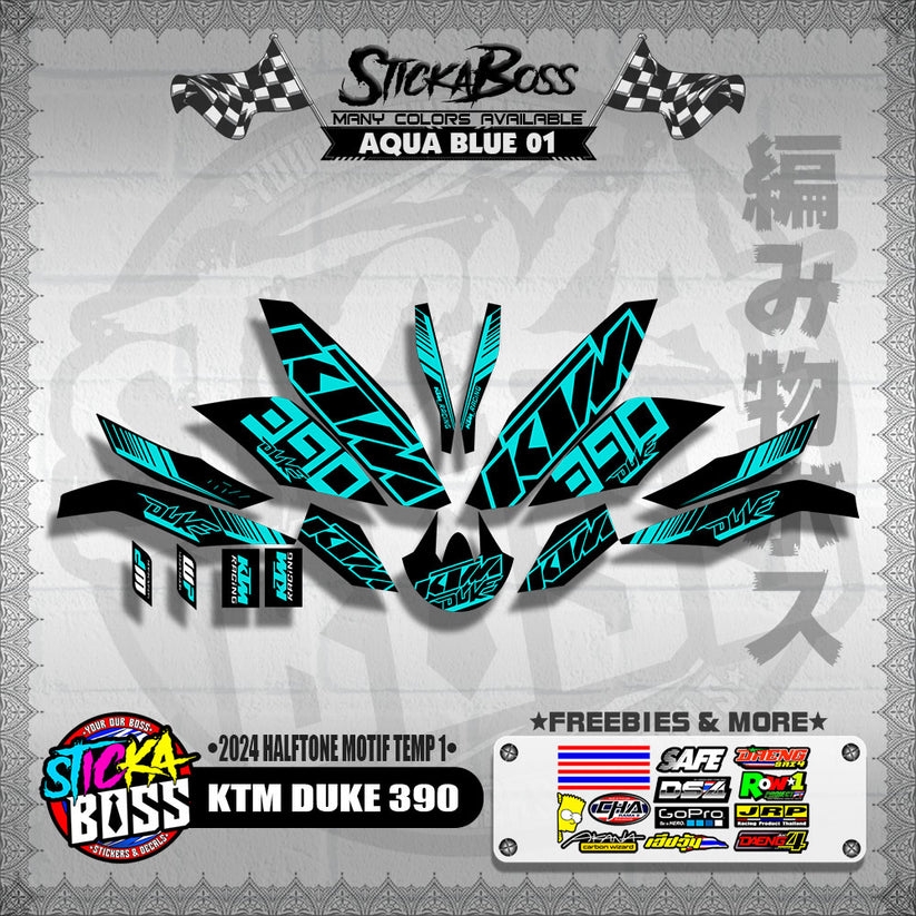 KTM DUKE 390 STICKER DECALS ( 2024 HALFTONE MOTIF TEMP 1 )【WITH FREEBI ...