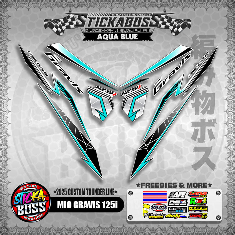 MIO GRAVIS 125i STICKER DECALS ( 2025 CUSTOM THUNDER LINE )【WITH FREEB ...