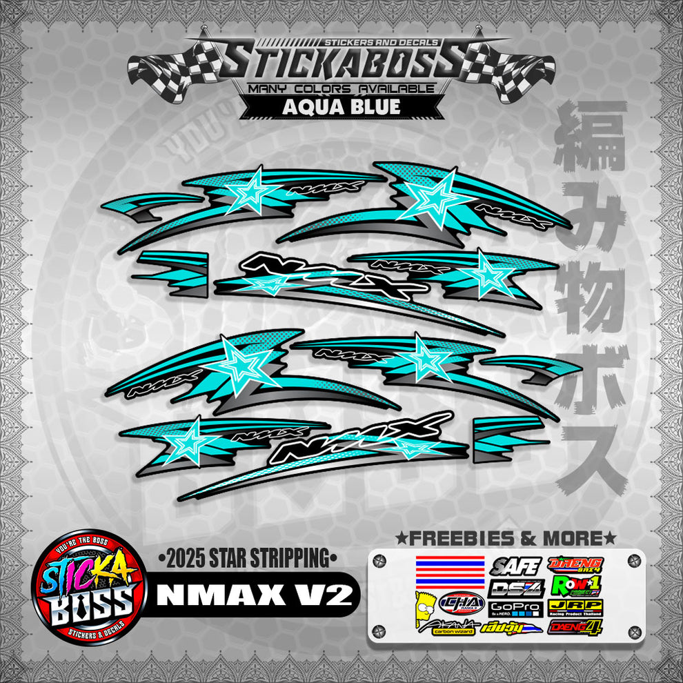 NMAX V2 STICKER DECALS ( 2025 STAR STRIPPING )【WITH FREEBIES】 – StickaBoss
