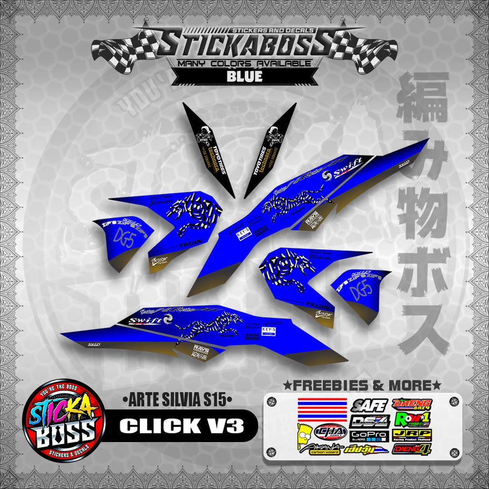 CLICK V3 STICKER DECALS ( ARTE SILVIA S15 )【WITH FREEBIES】 – StickaBoss