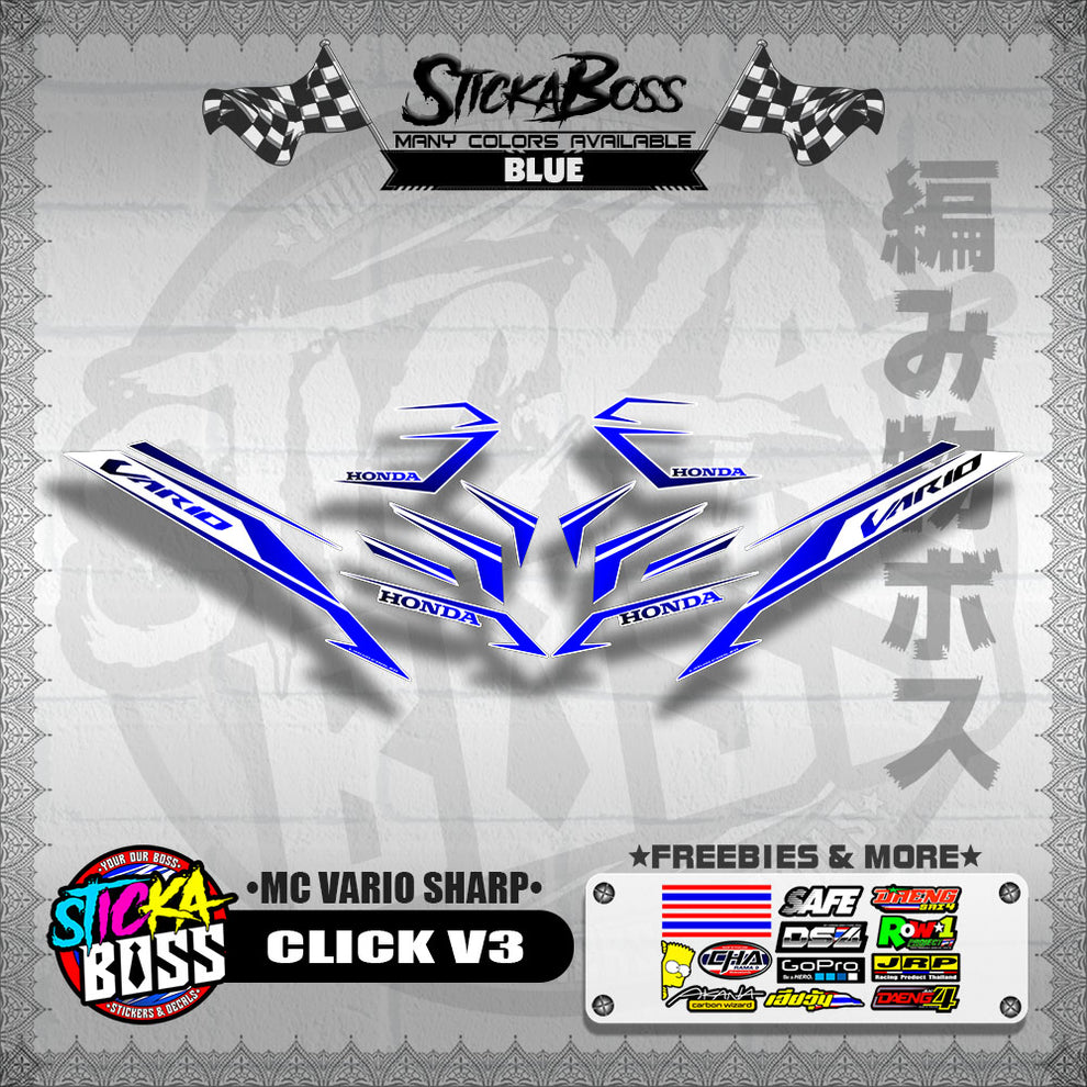 CLICK V3 DECALS ( MC VARIO SHARP ) [ PREMIUM GLOSSY LAMINATED ]【WITH F ...