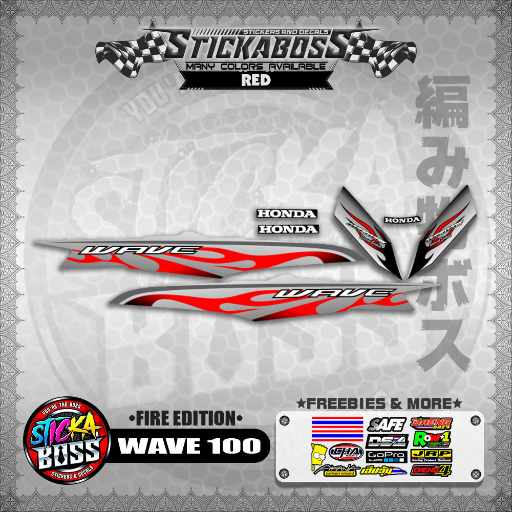 WAVE 100 STICKER DECALS ( FIRE EDITION )【WITH FREEBIES】 – StickaBoss