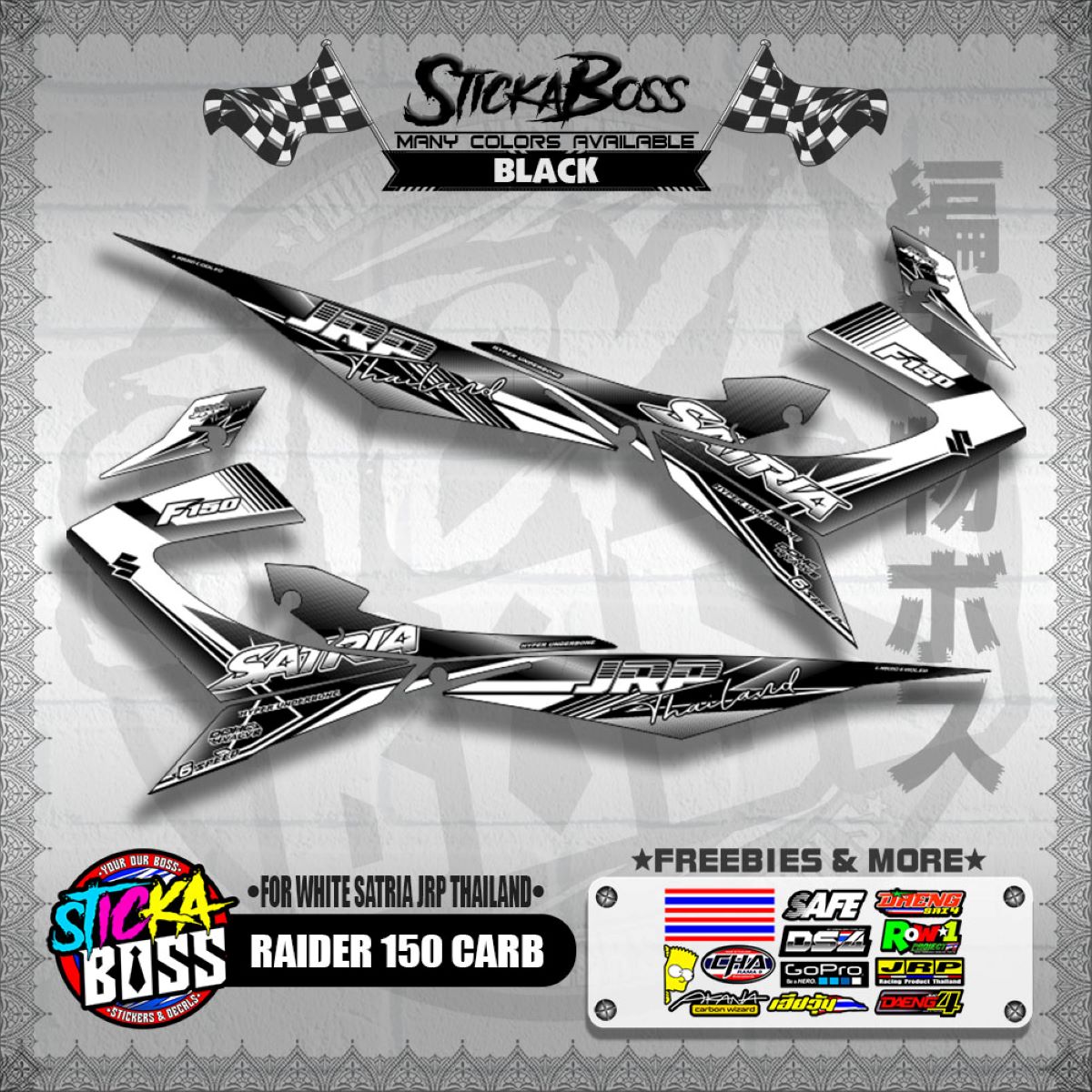 RAIDER 150 CARB DECALS ( FOR WHITE SATRIA JRP THAILAND )【WITH FREEBIES ...