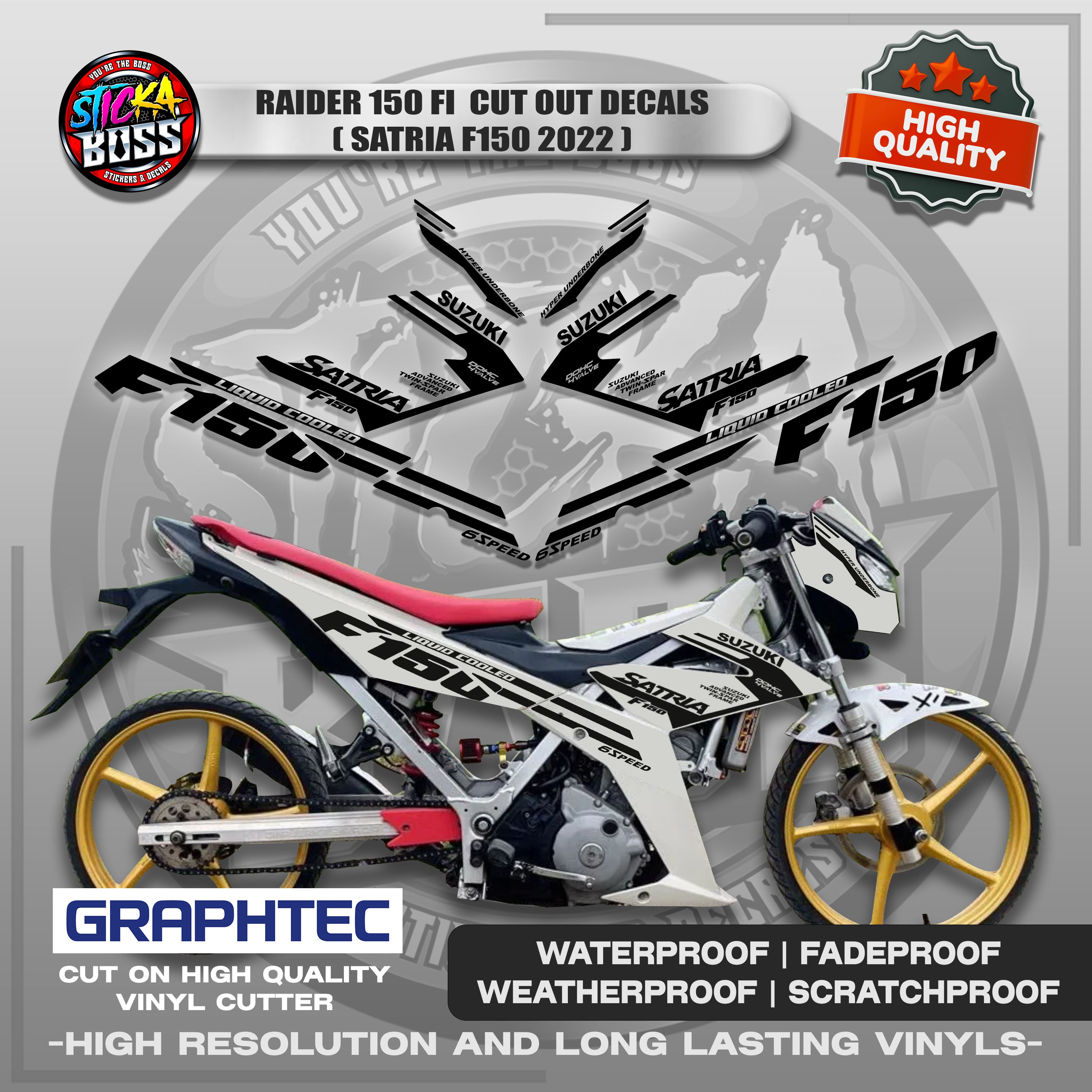 RAIDER 150 FI CUT OUT DECALS ( SATRIA F150 2022 ) | VINYL WATERPROOF C ...