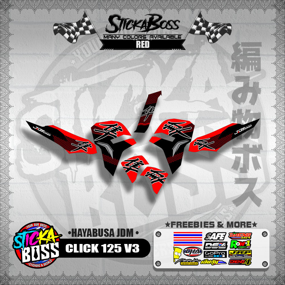 CLICK 125 V3 DECALS ( HAYABUSA JDM )【WITH FREEBIES】 – StickaBoss