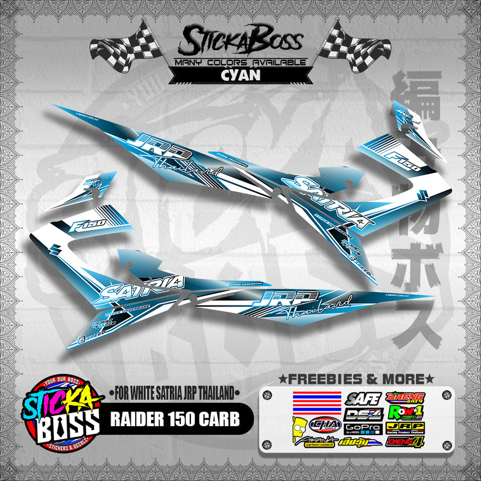 RAIDER 150 CARB DECALS ( FOR WHITE SATRIA JRP THAILAND )【WITH FREEBIES ...