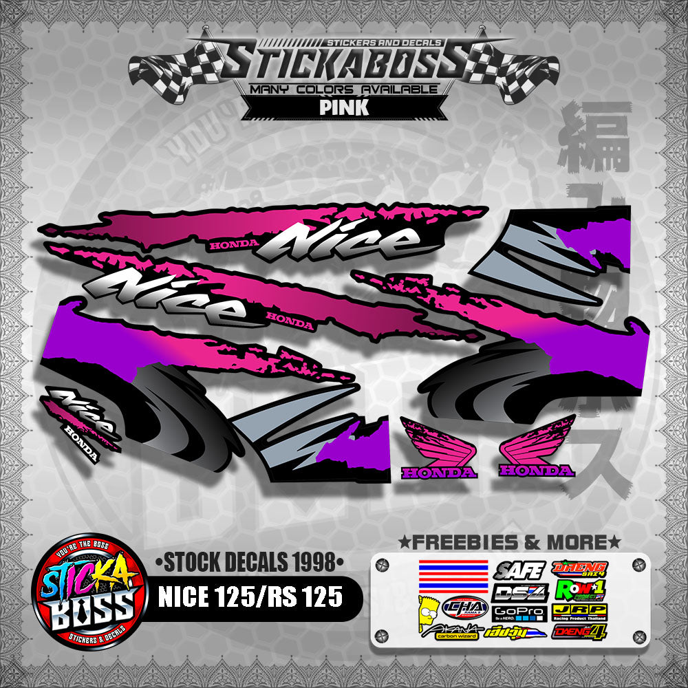 NICE 125 / RS 125 ( STOCK DECALS 1998 )【WITH FREEBIES】 – StickaBoss