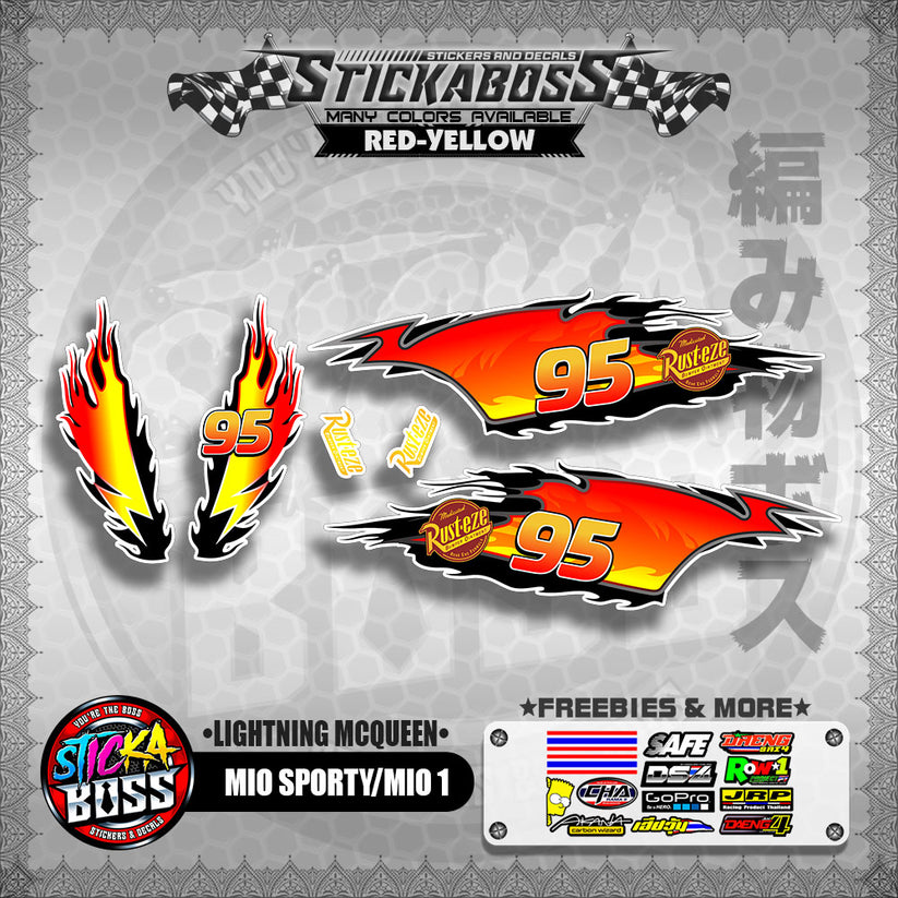 MIO SPORTY / MIO 1 DECALS ( LIGHTNING MCQUEEN )【WITH FREEBIES】 – StickaBoss