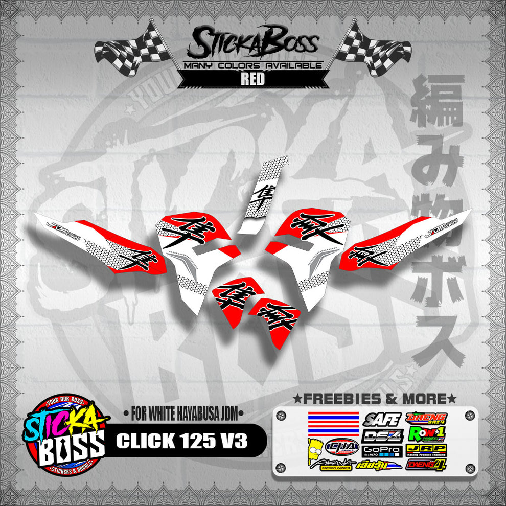 CLICK 125 V3 DECALS ( FOR WHITE HAYABUSA JDM )【WITH FREEBIES】 – StickaBoss