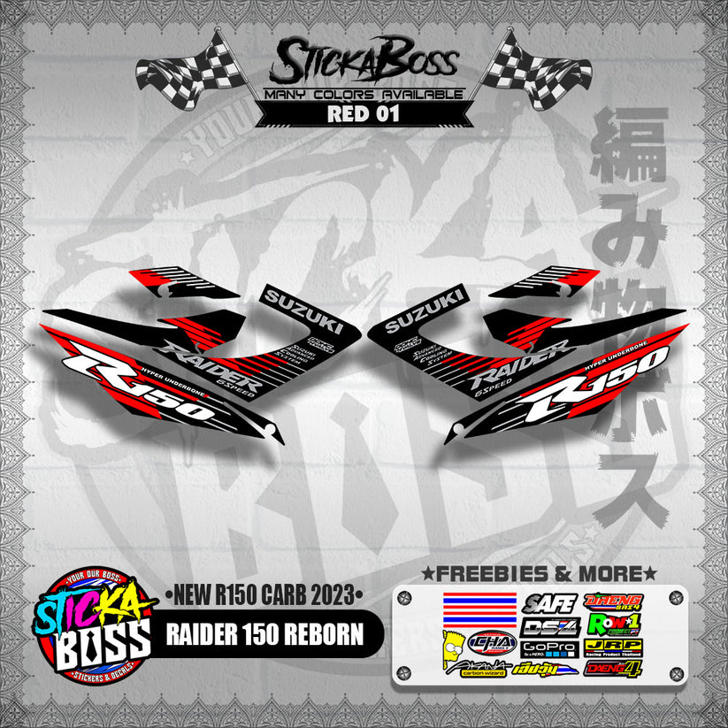 RAIDER 150 REBORN DECALS ( NEW R150 CARB 2023 )【WITH FREEBIES】 – StickaBoss