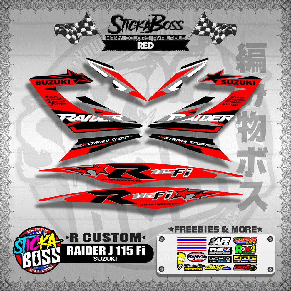 RAIDER J 115 Fi DECALS ( R CUSTOM )【WITH FREEBIES】 – StickaBoss