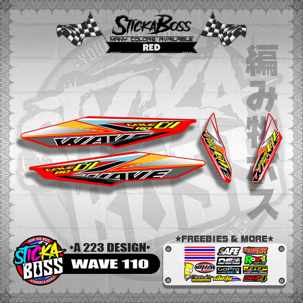 WAVE 110 DECALS ( A 223 DESIGN )【WITH FREEBIES】 – StickaBoss