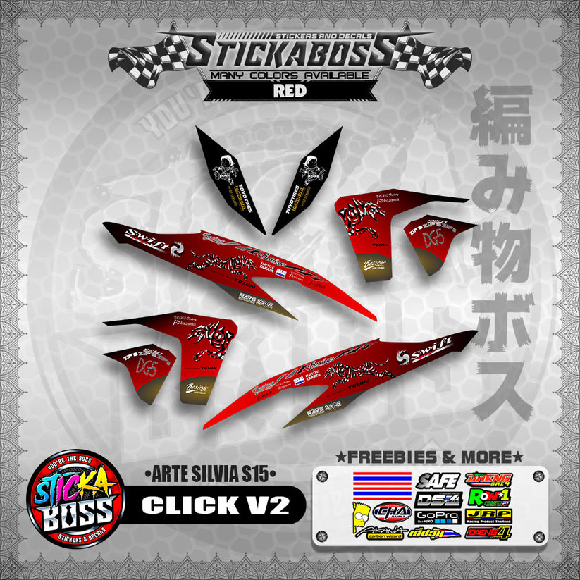 CLICK V2 STICKER DECALS ( ARTE SILVIA S15 )【WITH FREEBIES】 – StickaBoss