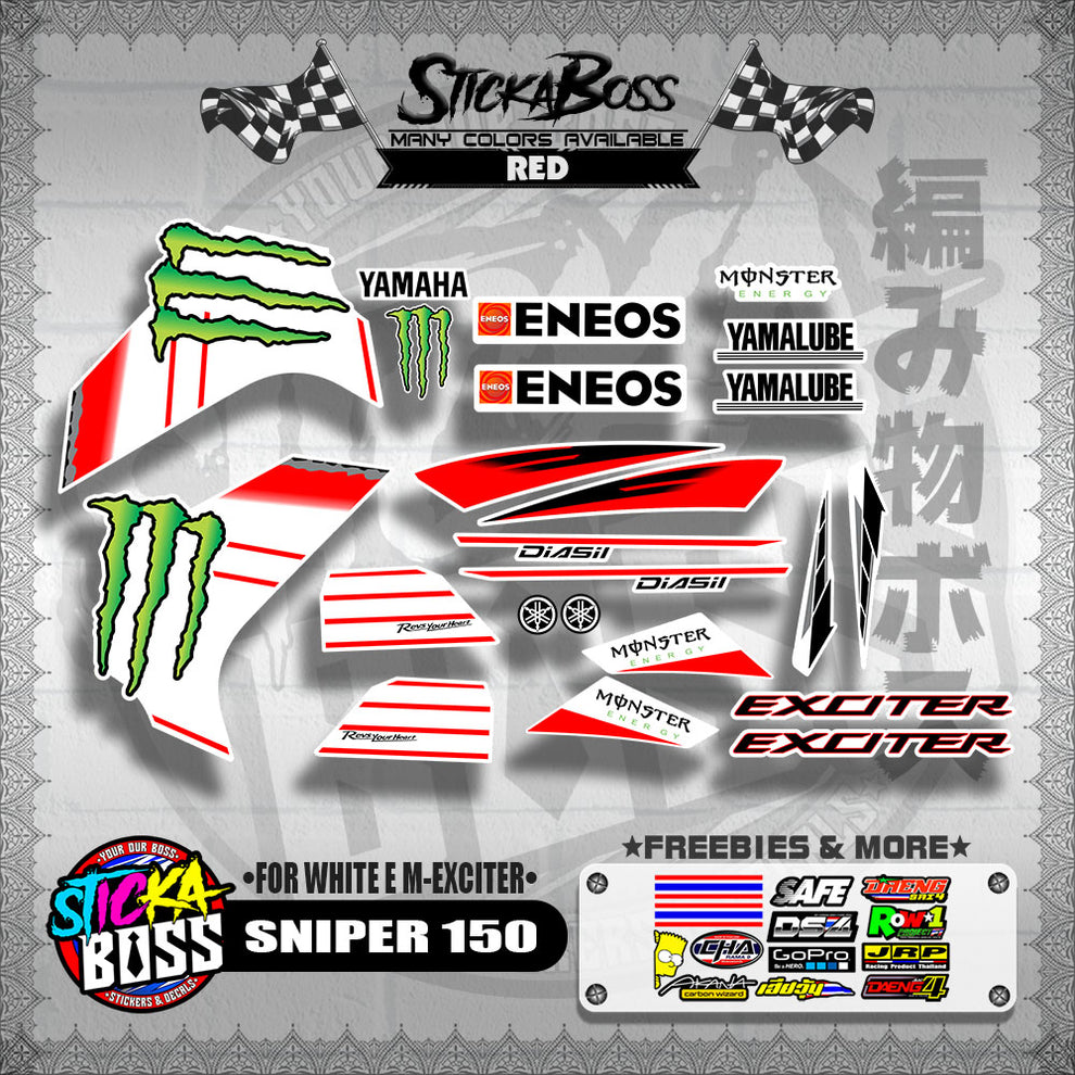 SNIPER 150 DECALS ( FOR WHITE E M-EXCITER )【WITH FREEBIES】 – StickaBoss