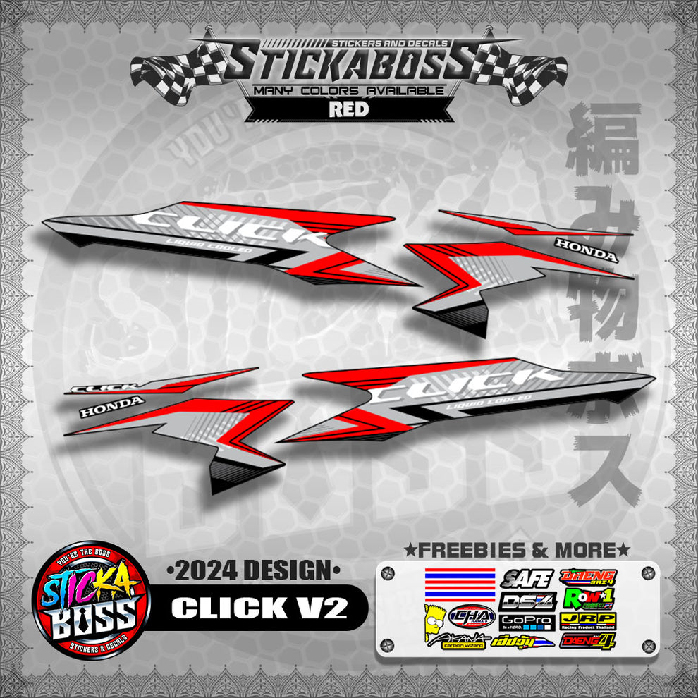 CLICK V2 STOCK DECALS ( 2024 DESIGN )【WITH FREEBIES】 – StickaBoss
