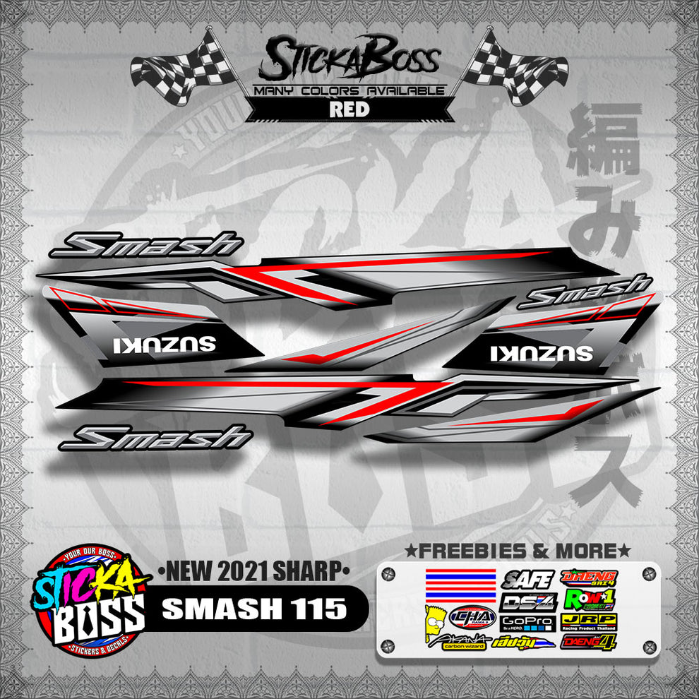SMASH 115 STOCK DECALS ( NEW 2021 SHARP )【WITH FREEBIES】 – StickaBoss
