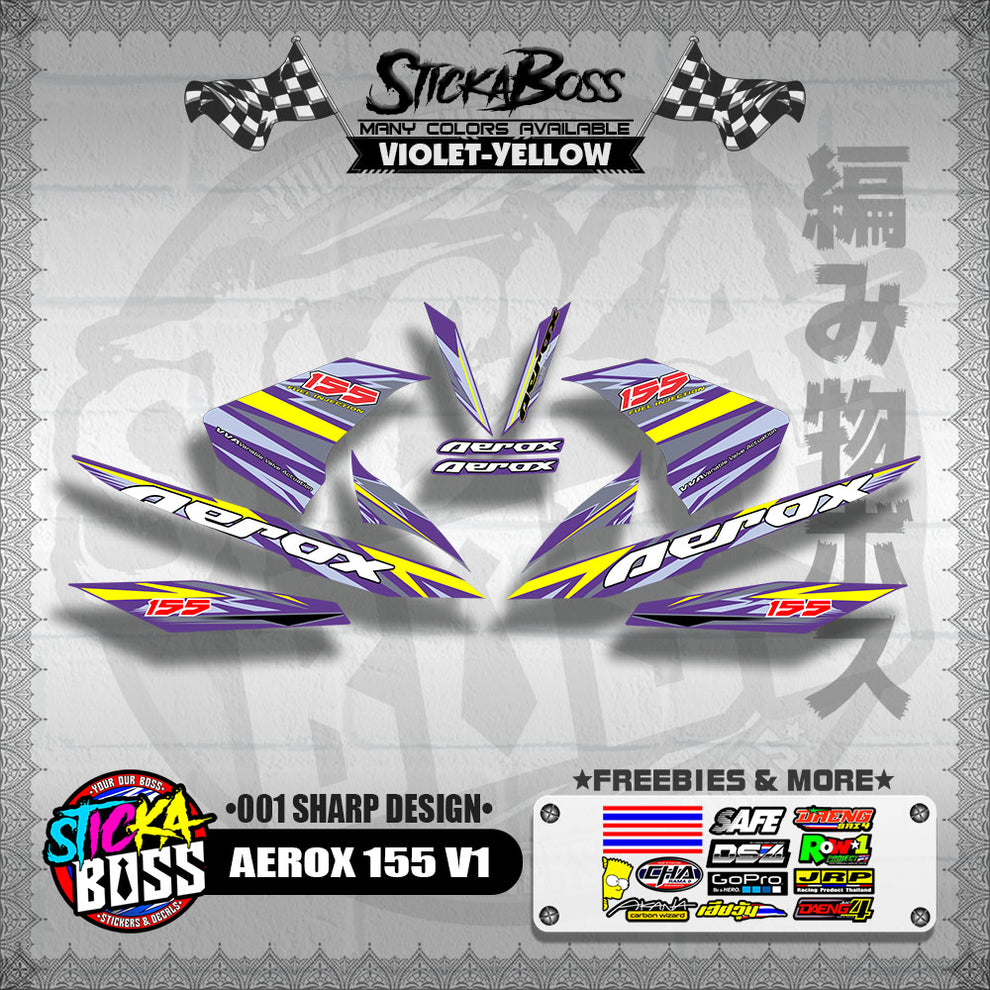 AEROX 155 V1 DECALS ( 001 SHARP DESIGN )【WITH FREEBIES】 – StickaBoss