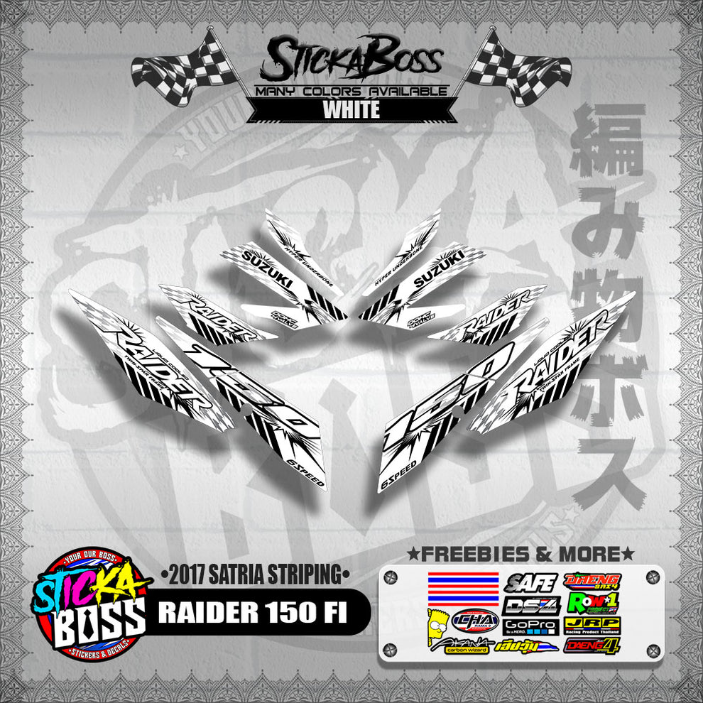 RAIDER 150 FI DECALS ( 2017 SATRIA STRIPING )【WITH FREEBIES】 – StickaBoss