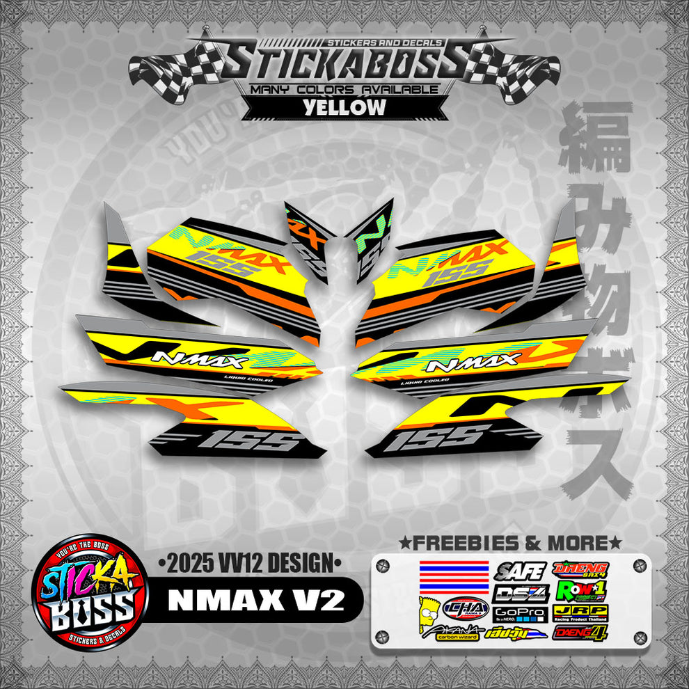NMAX V2 MALAYSIAN STICKER DECALS ( 2025 VV12 DESIGN )【WITH FREEBIES ...